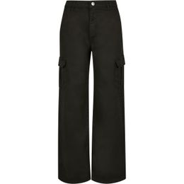 Urban Classics Damen Stoffhose "Urban Classics Damen Ladies High Waist Straight Cargo Pants"schwarz, Gr. 29, unifarben, 98% Baumwolle, 2% Elasthan,