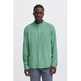 Blend Herren Langarmhemd "BHBobby Shirt mandarin", gr&uuml;n, Gr. S, unifarben, 55% Leinen, 45% Viskose, Hemden, Stilvolles Langarmhemd aus Leinenmix