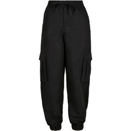 Urban Classics Damen Cargohose "Urban Classics Damen Ladies Viscose Twill Cargo Pants"schwarz, Gr. L, unifarben, 69% Viskose, 31% Polyester, Hosen