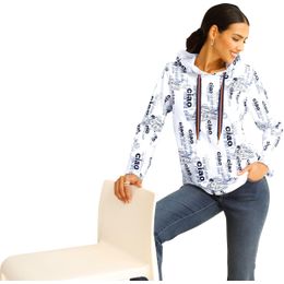 Damen Sweatshirt mit maritimem Print allover wei&szlig;-marine-bedruckt, Gr&ouml;&szlig;e 38