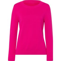 Damen Langarm-Pullover aus reiner Baumwolle fuchsia, Gr&ouml;&szlig;e 56