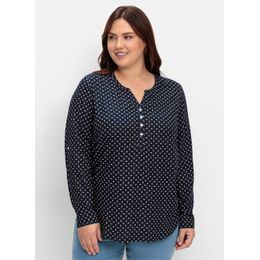 sheego Große Größen Schlupf-Bluse mit Minimal-Muster, marine-weiß-bedruckt, Größe 52 - Damen