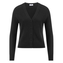 Peter Hahn - Strickjacke mit tiefem V-Ausschnitt, schwarz, Gr. 36 / S - Seide