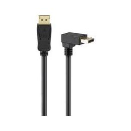 goobay Kabel DisplayPort Stecker 90&deg; > DisplayPort Stecker, 8K / 144Hz schwarz, 3 Meter, 1 Stecker 90&deg; abgewinkelt, 54 Gbit/s, DisplayPort 2.0 / 2.1