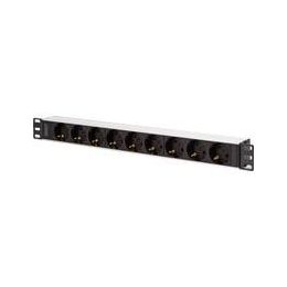 Digitus Steckdosenleiste 19" PDU mit Aluminiumprofil, 9-fach schwarz/aluminium, 2 Meter Kabel, 1 HE, 16A, Kaltger&auml;testecker C20