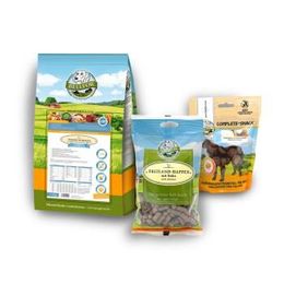 Bellfor Welpenfutter Set f&uuml;r gro&szlig;e Rassen - Wiesen-Schmaus Junior 4 kg + Freiland-Happen 200g + Gelenke & Knochen Complete-Snack 150g