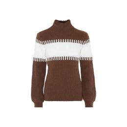 FENIA Pullover Damen Gr&ouml;&szlig;e M/L braun / wei&szlig;