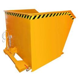 Bauer Kippbeh&auml;lter SGU 200, mit Lochblech & Ablasshahn, &ouml;l-/wasserdicht, Seilzug kippbar, staplertauglich, L 1640 x B 1680 x H 1090 mm, gelborange RAL 2000