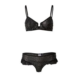 Nasty Gal W&auml;sche-Set Damen Gr&ouml;&szlig;e 95 schwarz / silber