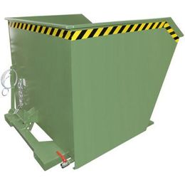 Bauer Kippbeh&auml;lter SGU 200, mit Lochblech & Ablasshahn, &ouml;l-/wasserdicht, Seilzug kippbar, staplertauglich, L 1640 x B 1680 x H 1090 mm, resedagr&uuml;n RAL 6011