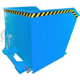 Bauer Kippbeh&auml;lter SGU 200, mit Lochblech & Ablasshahn, &ouml;l-/wasserdicht, Seilzug kippbar, staplertauglich, L 1640 x B 1680 x H 1090 mm, lichtblau RAL 5012