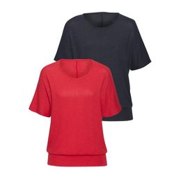 Vivance Kurzarmshirt 'mit breitem Bund' mehrfarbig Gr. 40/42 f&uuml;r Damen. Mit Rundhals. Bequem. Nachhaltig.