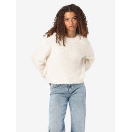 Rundhalspullover Noisy may "NMSASSY L/S O-NECK KNIT FWD NOOS", Damen, Gr. L, gelb (eggnog), Strick, Obermaterial: 69% Polyester, 31% Nylon, unifarben, relaxed fit taillenbedeckt, Rundhals, Pullover Rundhalspullover