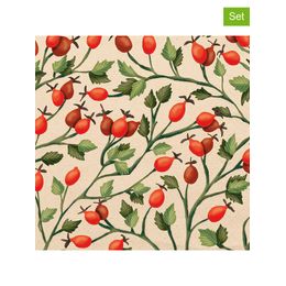PPD 2er-Set: Servietten "Rosehips" in Beige/ Rot - 2x 20 Stück - 33% |
