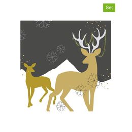 PPD 2er-Set: Servietten ''Golden Deer'' in Grau/ Gold - 2x 20 Stück - 56% |