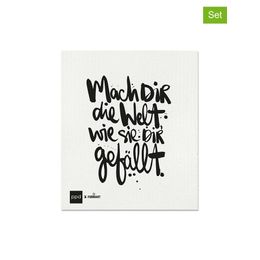 PPD 2er-Set: Schwammtücher "Mach dir die Welt" in Weiß - (L)20 x (B)17 cm - 36% | Tischwaesche