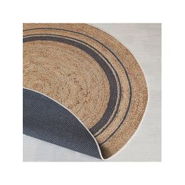ABERTO DESIGN Kurzflor-Teppich in Beige/ Dunkelblau - 75% | Größe 150x150 cm |