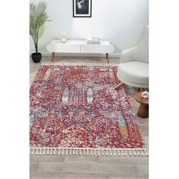 ABERTO DESIGN Kurzflor-Teppich in Rot/ Blau - 74% | Größe 80x300 cm |