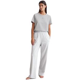 Marc O'Polo Loungehose MARC O'POLO "Heavy Jersey-Woven", Damen, Gr. M, N-Gr, grau (cozy grau melange), Jersey, Obermaterial: 100% Baumwolle, lässig geschnitten lang, Hosen, praktische Eingrifftaschen, aufgesetzte Gesäßtasche