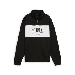 Sweatshirt Puma "SQUAD HALF-ZIP FL", Damen, Gr. L, schwarz (Puma schwarz), Fleece, Obermaterial: 66% Baumwolle, 34% Polyester, colorblocking, comfort fit normal, Sweatshirts Sweatshirt