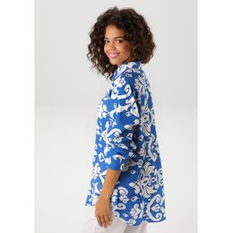 Aniston Bluse in Blau/ Wei&szlig; - 70% | Gr&ouml;&szlig;e 36 | Damen-blusen