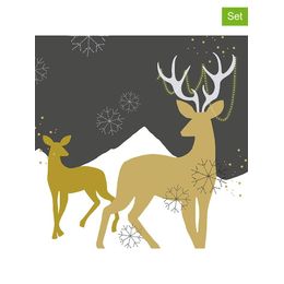PPD 2er-Set: Servietten "Golden Deer" in Grau/ Gold - 2x 20 Stück - 50% |