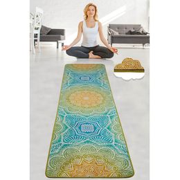 ABERTO DESIGN Yoga-Teppich in Grün/ Blau - 73% | Größe 60x200 cm |