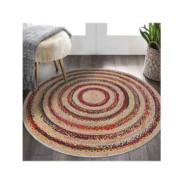 ABERTO DESIGN Kurzflor-Teppich in Beige/ Rot - 74% | Größe 110x110 cm |