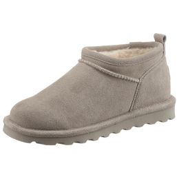 Winterboots Bearpaw "SuperShorty ELLE SHORT", Damen, Gr. 41, beige (mushroom), Veloursleder, unifarben, Schuhe, Schlupfboots mit wasserabweisender mit BearCoat™ Imprägnierung