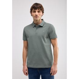 Poloshirt Street One MEN, Herren, Gr. XXL (46), silber (silber grün), Web, 100% Baumwolle, unifarben, gerade normal, hoch geschlossener Ausschnitt, Bündchen, Shirts, aus reiner Baumwolle