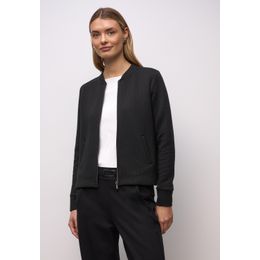 Cardigan Street One, Damen, Gr. 44, schwarz, Web, 70% Polyester, 30% Baumwolle, unifarben, normal normal, hoch geschlossener Ausschnitt, B&uuml;ndchen, Strickjacken