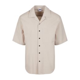 Langarmhemd Urban Classics "Urban Classics Herren Relaxed Seersucker Short Sleeve Shirt", Herren, Gr. L, US-Größen, cloud, 100% Baumwolle, unifarben, Hemden