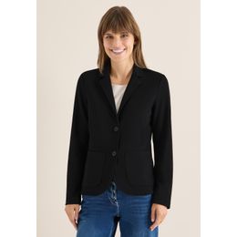Kurzblazer Cecil, Damen, Gr. S (38), schwarz, Stoff, 72% Polyester, 24% Viskose, 4% Elasthan, unifarben, normal normal, V-Ausschnitt, abgesteppt, Blazer Kurzblazer, mit Reverskragen