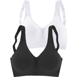 Petite Fleur Damen Soft-BH wei&szlig;+schwarz Gr&ouml;&szlig;e 85D