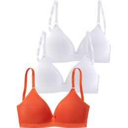 Petite Fleur Damen Bralette-BH 2xweiß+1xmanderine Größe 85AA