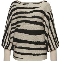 Lascana Damen Strickpullover beige-schwarz Gr&ouml;&szlig;e 32/34