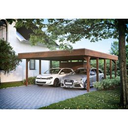 Skan Holz SKANHOLZ Doppelcarport &raquo;Friesland 4&laquo; Massivholz 514 cm braun mit Ger&auml;teraum braun