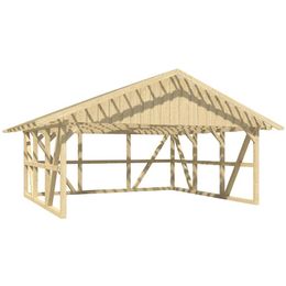 Skan Holz SKANHOLZ Doppelcarport &raquo;Schwarzwald&laquo; Massivholz 560 cm Natur mit Dachlattung Natur