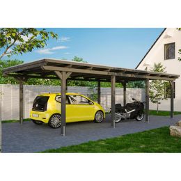 Skan Holz Einzelcarport &raquo;Emsland&laquo; Leimholz 341 cm dunkelgrau grau