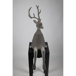 AM Design Weihnachtsfigur &raquo;Rentier sitzend mit samtweichem Flock&laquo; grau
