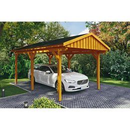 Skan Holz SKANHOLZ Einzelcarport &raquo;Fichtelberg&laquo; Leimholz hellbraun mit schwarzen Schindeln hellbraun