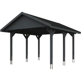 Skan Holz SKANHOLZ Einzelcarport &raquo;Wallgau&laquo; Massivholz 340 cm Schiefergrau mit schwarzen Dachschindeln Schiefergrau