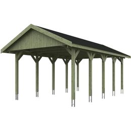 Skan Holz SKANHOLZ Einzelcarport &raquo;Wallgau&laquo; Massivholz 340 cm Gr&uuml;n mit schwarzen Dachschindeln Gr&uuml;n