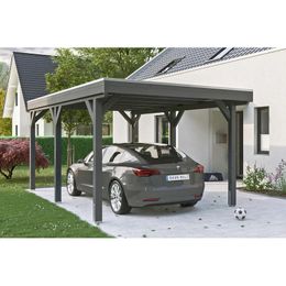 Skan Holz SKANHOLZ Einzelcarport &raquo;Grunewald&laquo; Leimholz dunkelgrau mit Aluminiumdach dunkelgrau