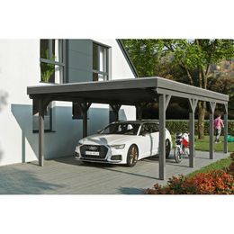 Skan Holz SKANHOLZ Einzelcarport &raquo;Grunewald&laquo; Leimholz dunkelgrau mit EPDM-Dach dunkelgrau