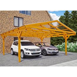 Skan Holz SKANHOLZ Doppelcarport &raquo;Westerwald&laquo; Leimholz 534 cm hellbraun hellbraun