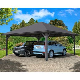 Skan Holz SKANHOLZ Doppelcarport &raquo;Taunus&laquo; Leimholz 530 cm dunkelgrau dunkelgrau