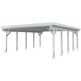 Kiehn-Holz Doppelcarport &raquo;KH 330 / KH 331&laquo; Leimholz 561 cm wei&szlig; Stahl-Dach, versch. Farben wei&szlig;