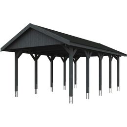 Skan Holz SKANHOLZ Einzelcarport &raquo;Wallgau&laquo; Massivholz 340 cm Schiefergrau mit schwarzen Dachschindeln Schiefergrau