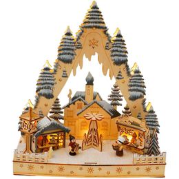 Home Affaire LED Schwibbogen »Winterszene, Weihnachtsdorf mit Wald« 1 Stk. Weihnachtsdeko aus Holz, Höhe ca. 33 cm natur, grün B/H/T: 29,5 cm x 33...